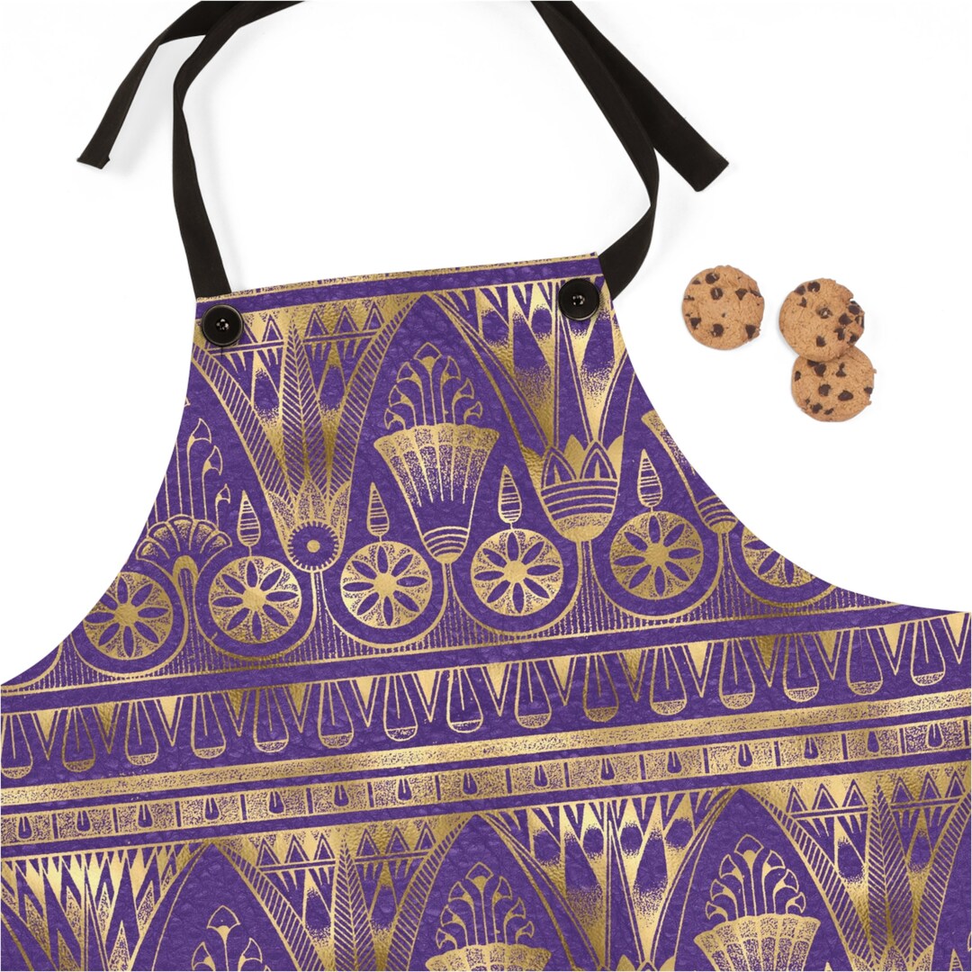 Kitchen Witch Apron - Featuring an Egyptian Inspired Design in Purple ...