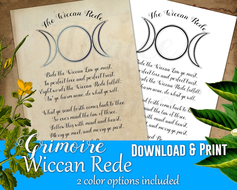 Wiccan Rede Printable Book of Shadows Grimoire Page Triple - Etsy