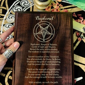 BAPHOMET Prayer Plaque | Wood Altar Decor | Pagan Wall Hanging | Invocation Plaque for Baphomet ...