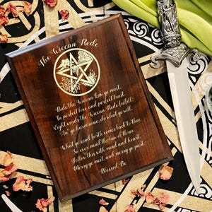 Wiccan Rede Wall Plaque - Elemental Pentagram Design - Wooden Wall ...