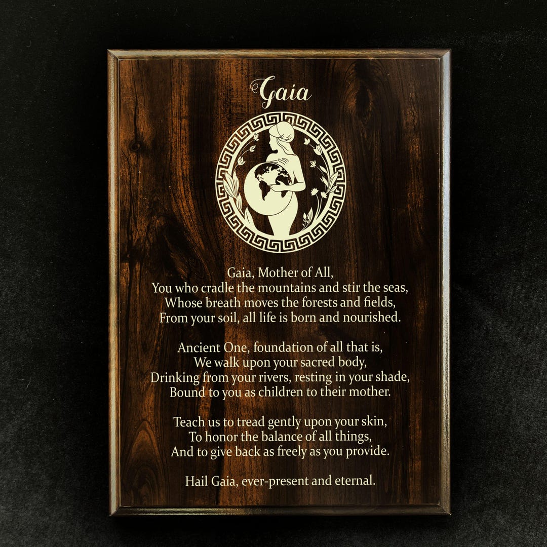 GAIA Prayer Wall Plaque | Earth Mother | Hellenic Greek Pagan Decor | Witchy Altar Art | Wooden ...