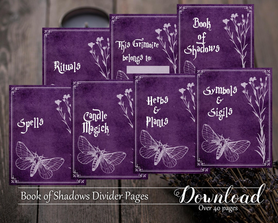 8.5x11" Book of Shadows Grimoire Title Pages - Divider Cover Pages ...