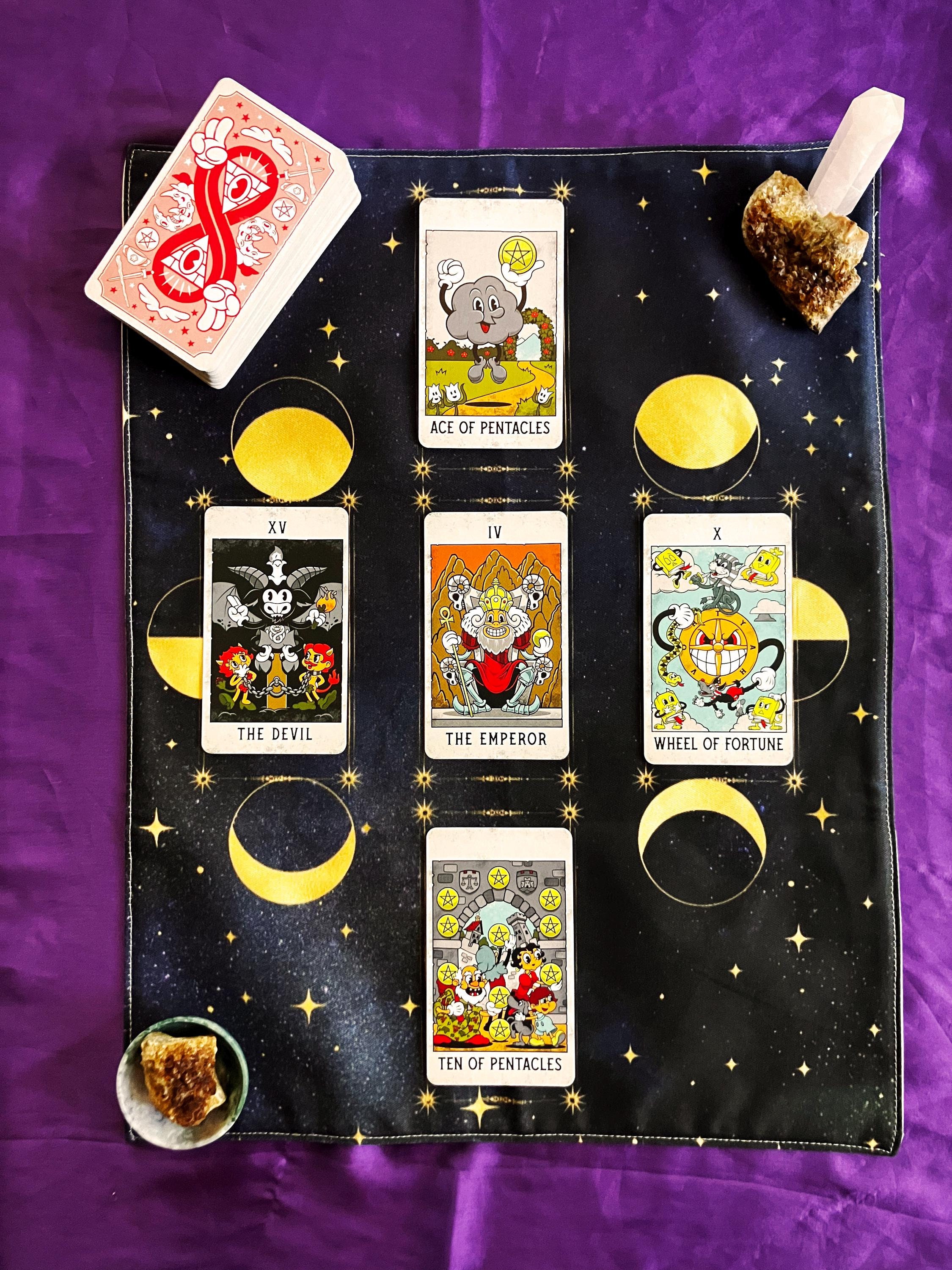 5 Card Spread Tarot Cloth - Night Sky Celestial Tarot Reading Mat ...
