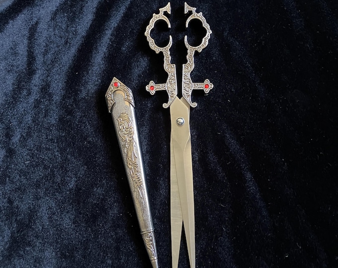 Silver Gothic Witchy Scissors | Renaissance Dagger Scissors | Altar ...