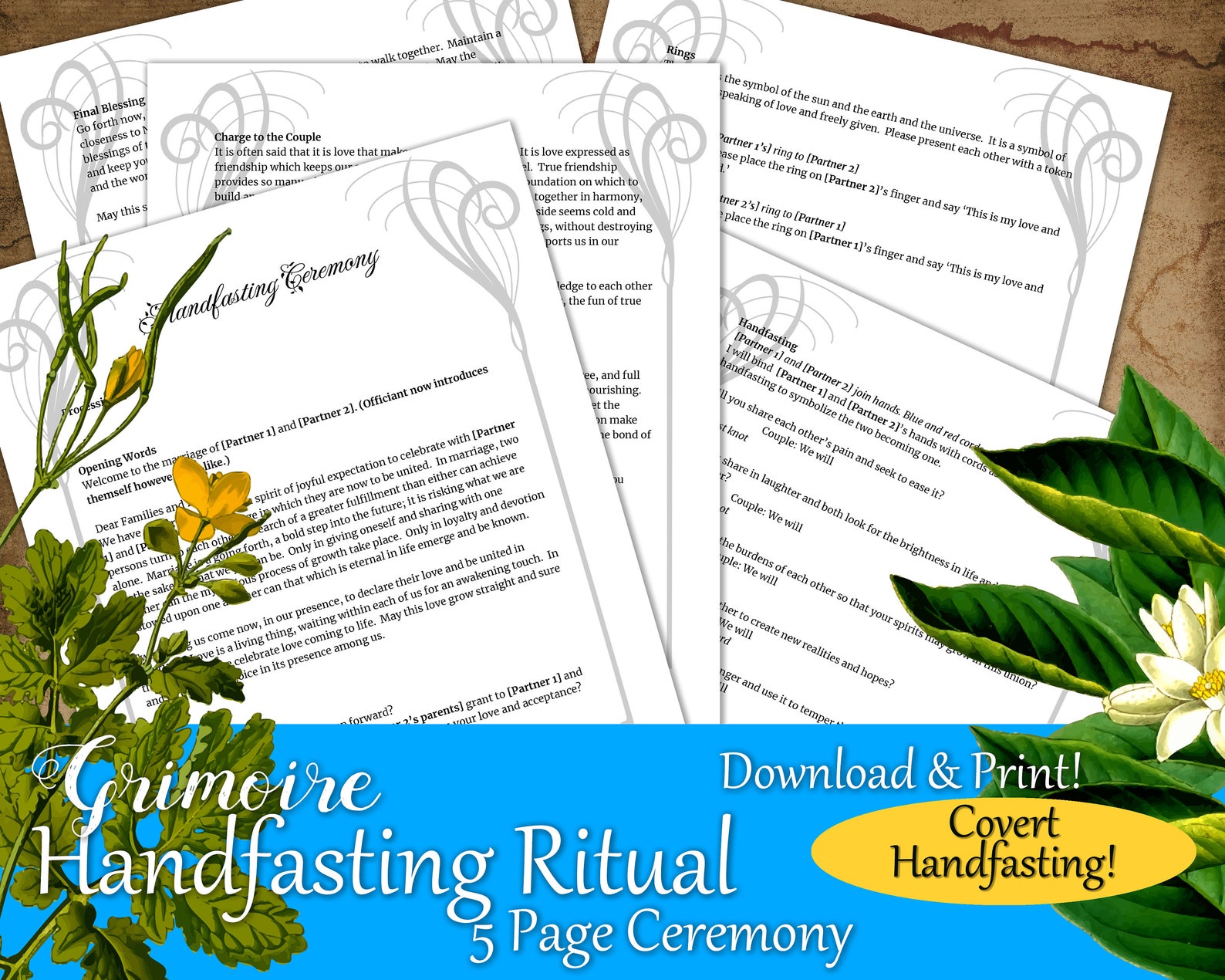 Covert Handfasting Ceremony: Secular Pagan Wedding Ritual (PDF) - Etsy