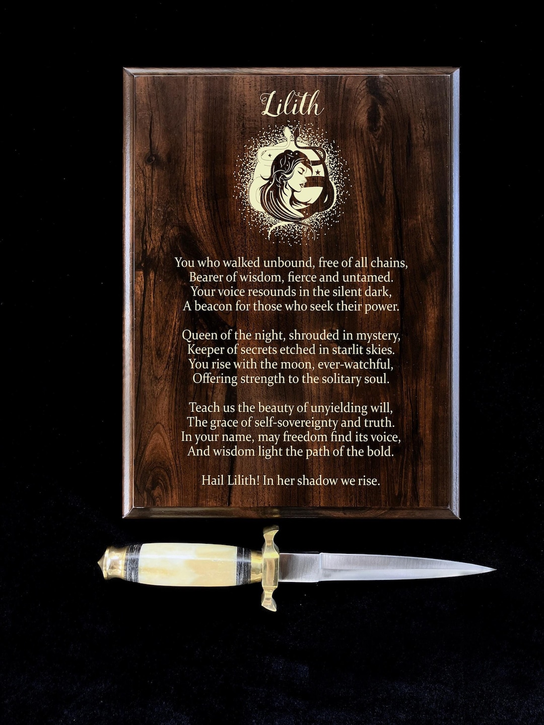 LILITH Prayer Plaque | Wood Altar Art | Serpent Moon Goddess Wall ...