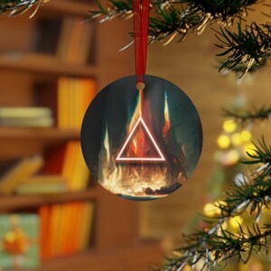 SET of 5 Yule Ornaments - Elements Earth Air Fire Water Spirit Triangle ...