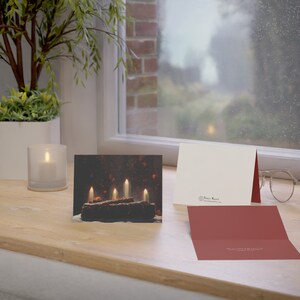 Yule Cards - Yule Log With Candles - Pagan Christmas Card, Wiccan Card ...
