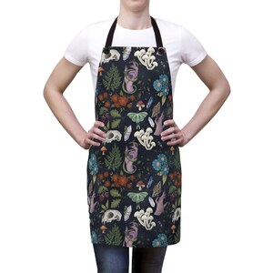 Kitchen Witch Apron - Featuring Skulls, Moths Mushrooms, Botanicals ...