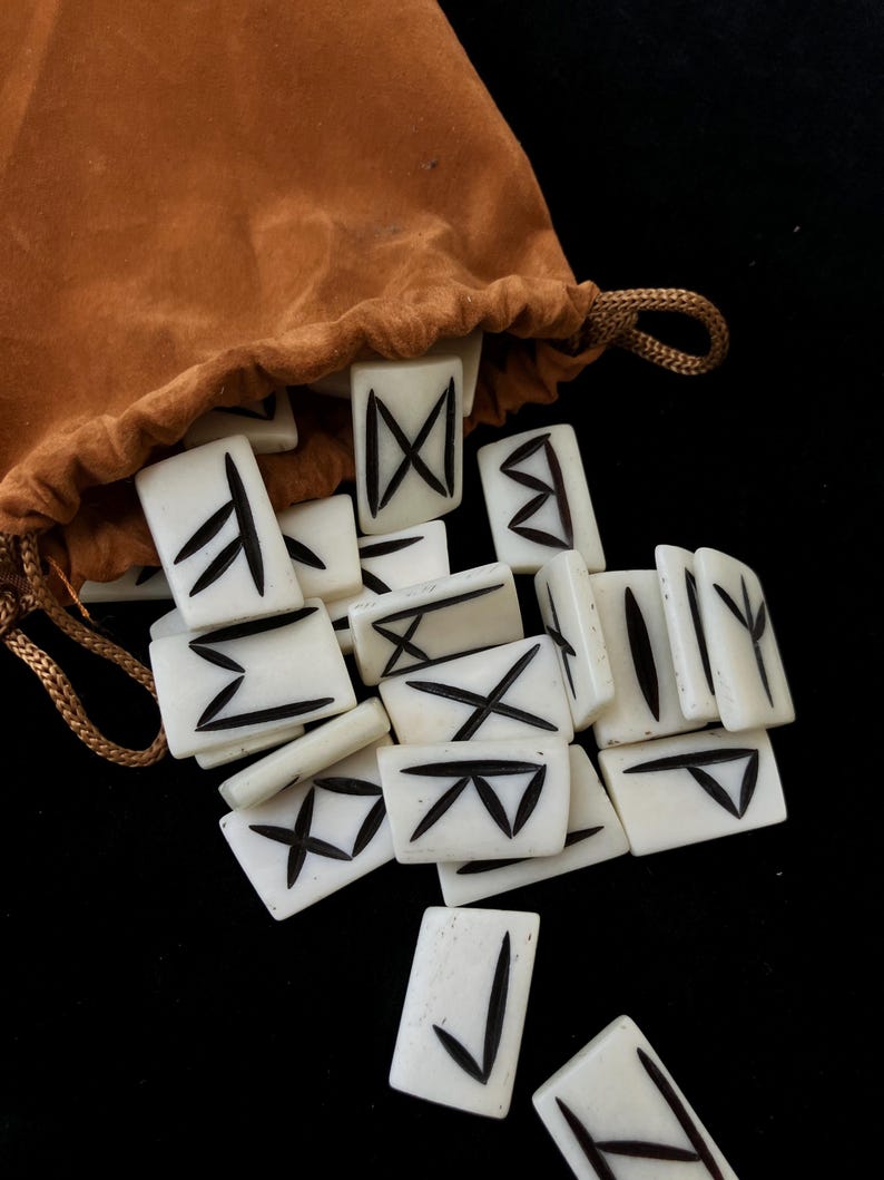 Bone Runes - Full Set - Hand Carved | Water Buffalo Bone | Divination ...