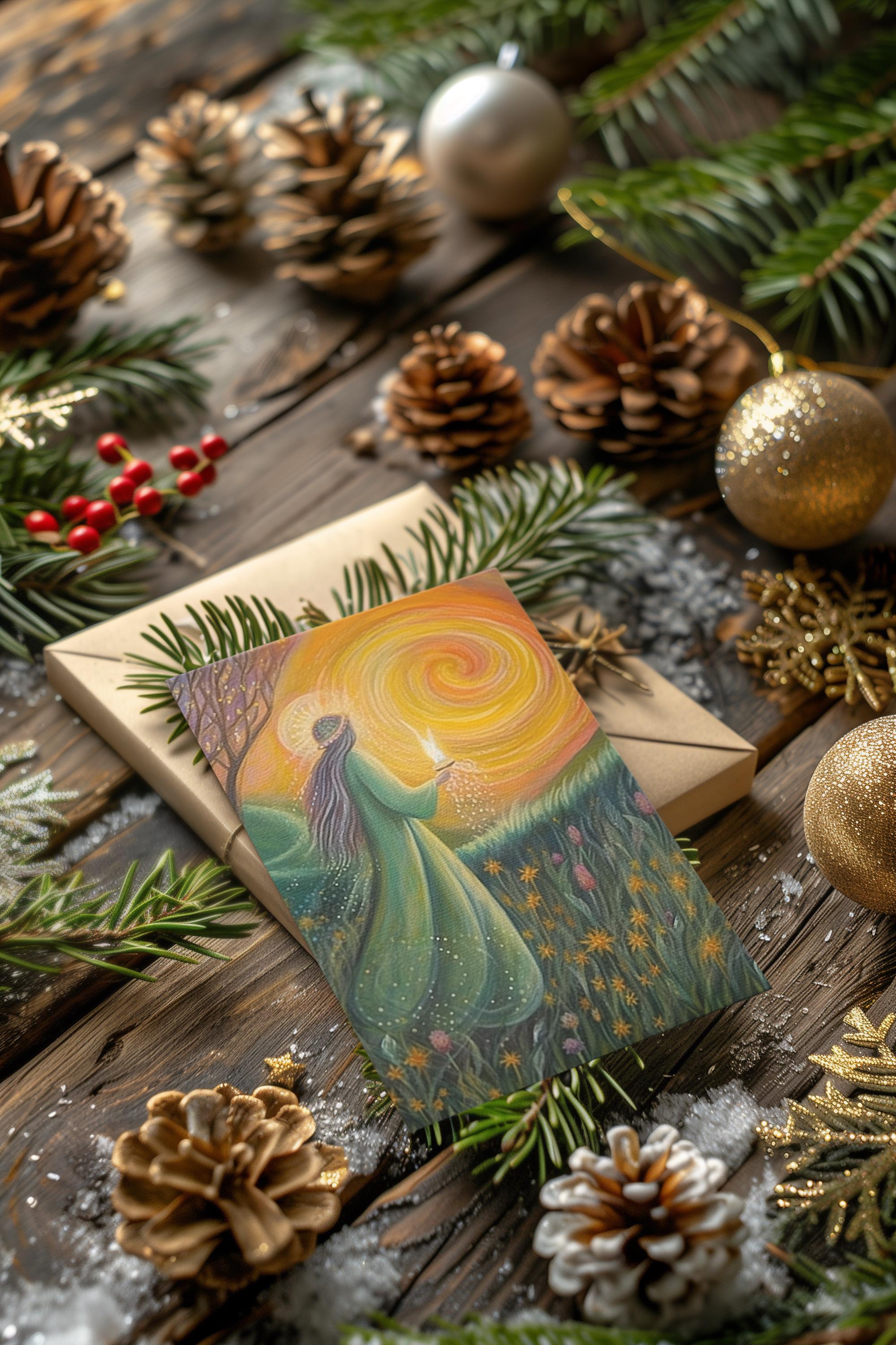 Brigid - Imbolc Altar Art - Sunrise in the New Year - Flat Card (incl ...
