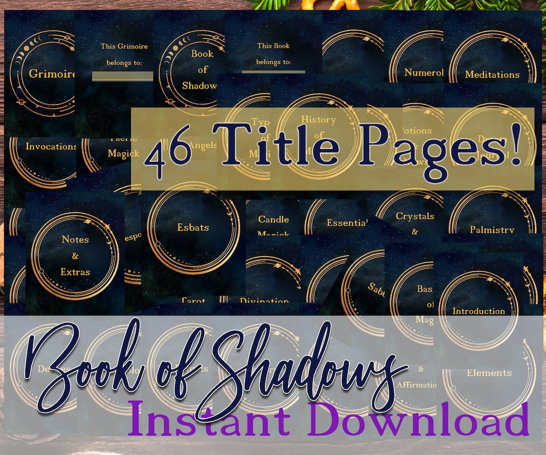 Book of Shadows Grimoire Title Pages - Cover Pages & Subject Divider ...