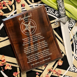BAPHOMET Prayer Plaque | Wood Altar Decor | Pagan Wall Hanging ...