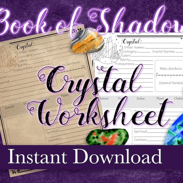 Crystal Worksheet - Etsy