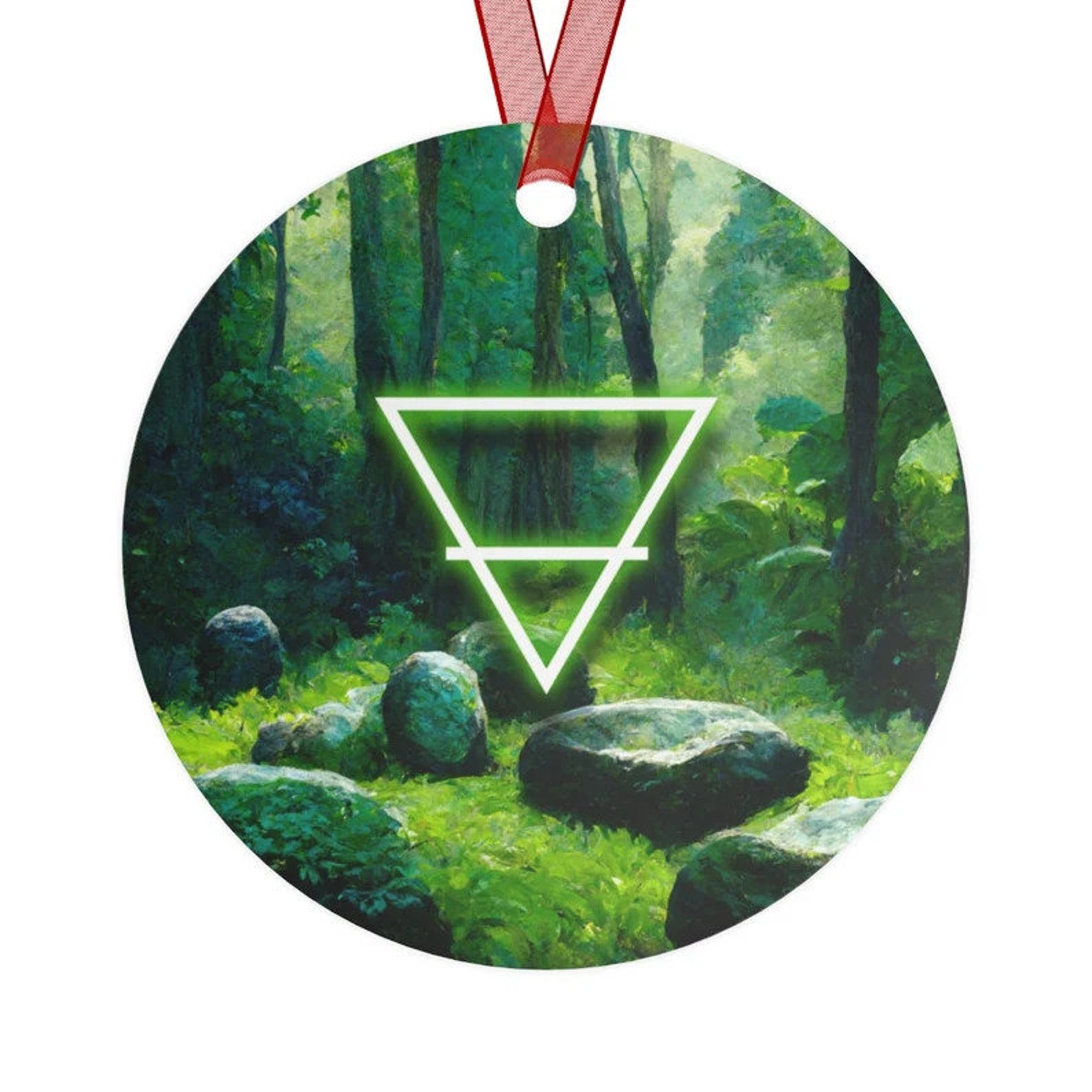 SET of 5 Yule Ornaments - Elements Earth Air Fire Water Spirit Triangle ...