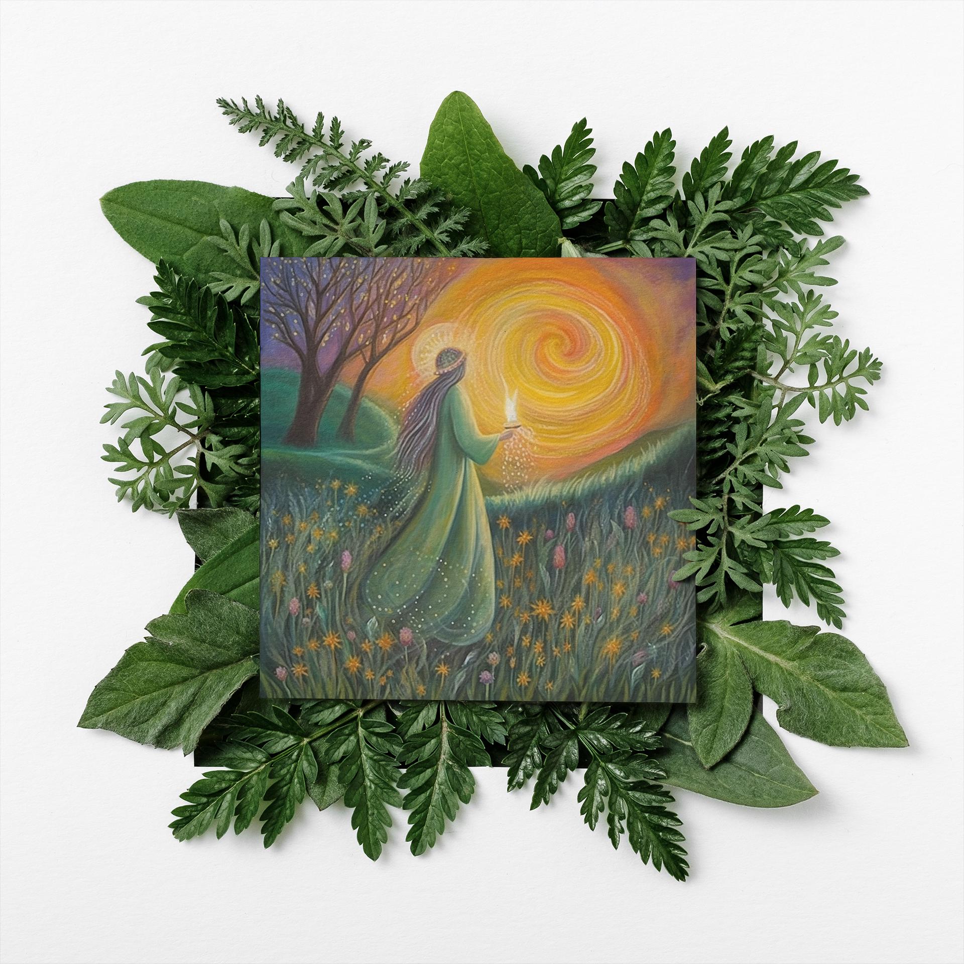 Brigid - Imbolc Altar Art - Sunrise in the New Year - Flat Card (incl ...