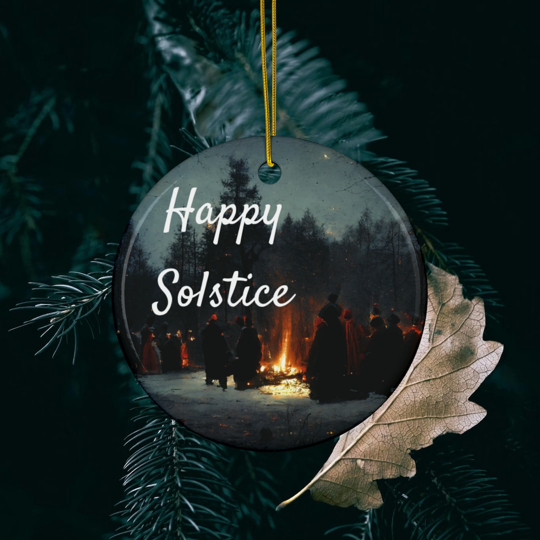 Happy Solstice Pagan Yule Ornament - CERAMIC - Blessed Yule Decoration ...