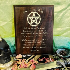 Wiccan Rede Wall Plaque - Pentagram Design - Wooden Wall Hanging Wiccan ...