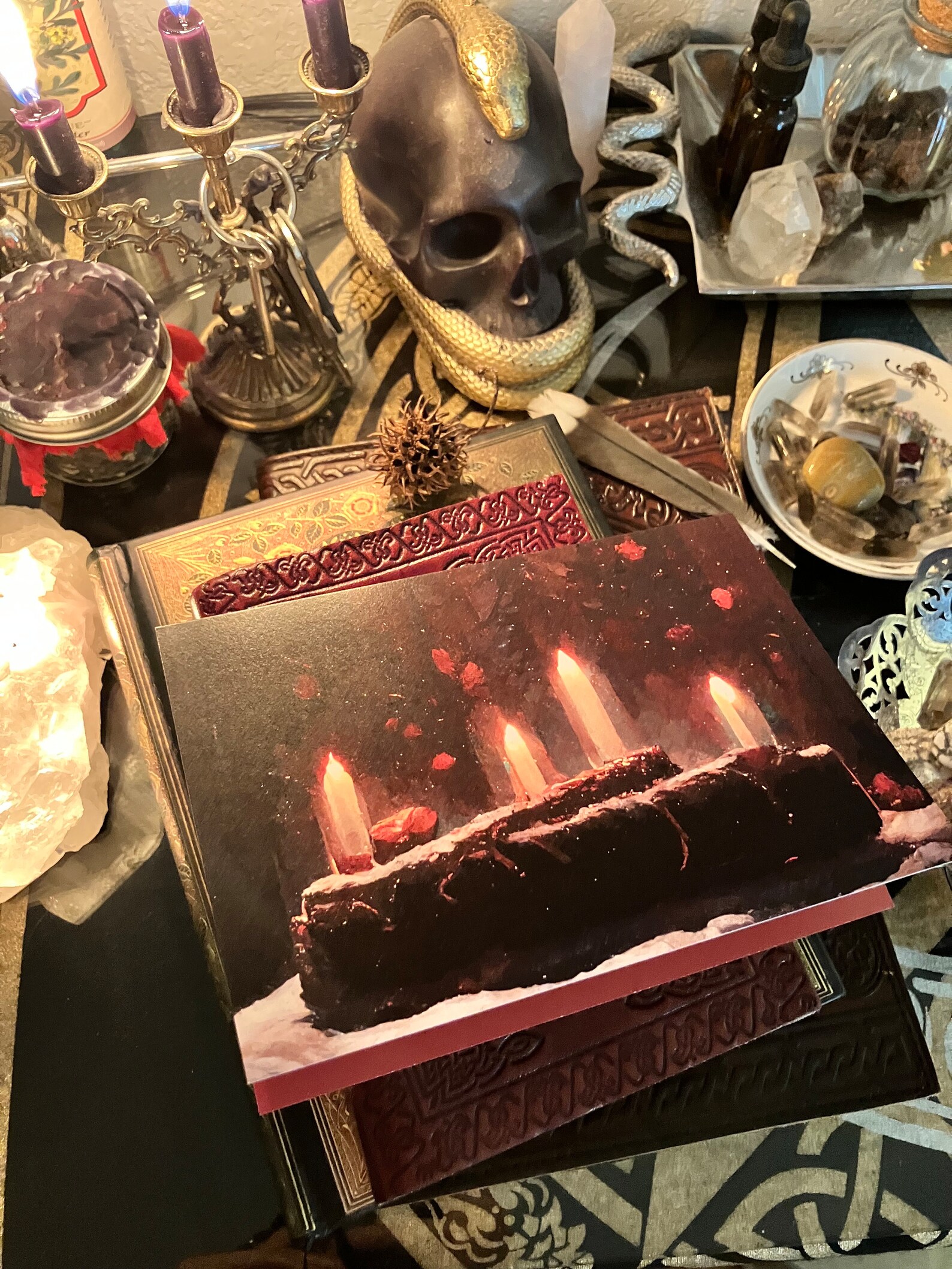 Yule Cards - Yule Log With Candles - Pagan Christmas Card, Wiccan Card ...