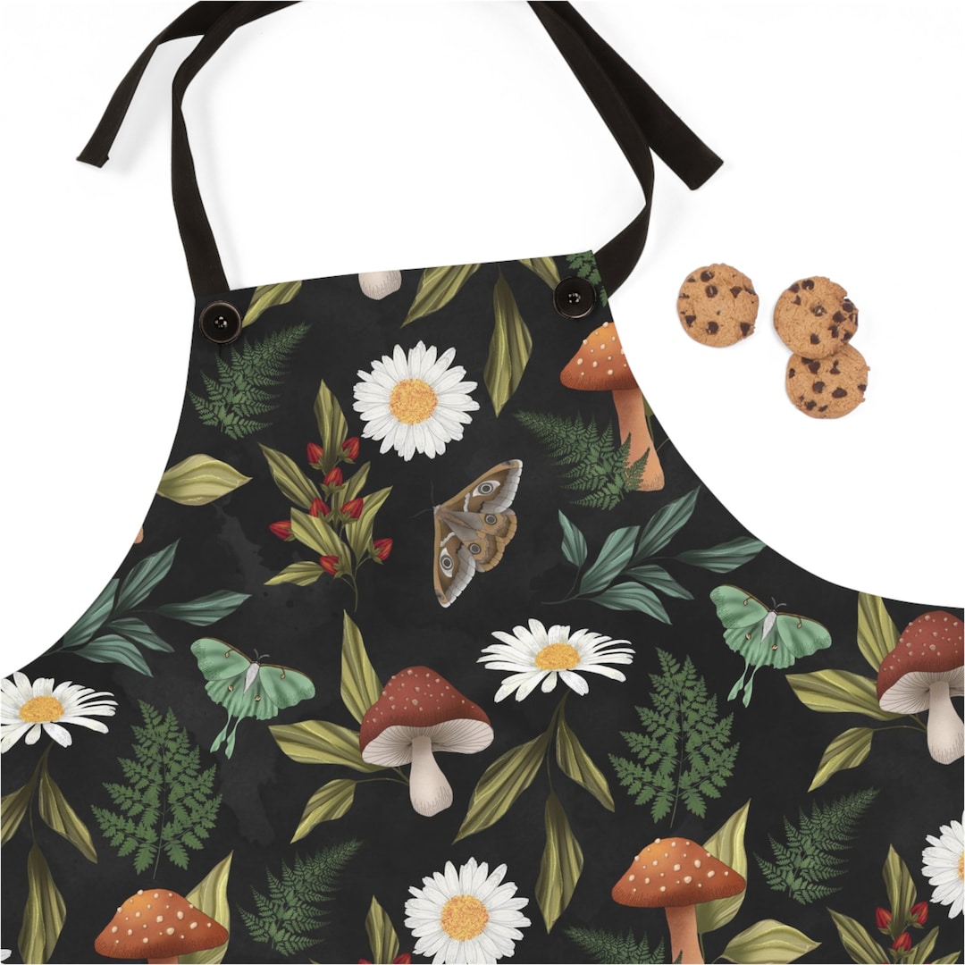 Kitchen Witch Apron - Featuring Moths, Mushrooms, Botanicals, Flowers ...