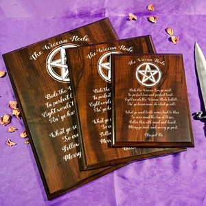 Wiccan Rede Wall Plaque - Pentagram Design - Wooden Wall Hanging Wiccan ...