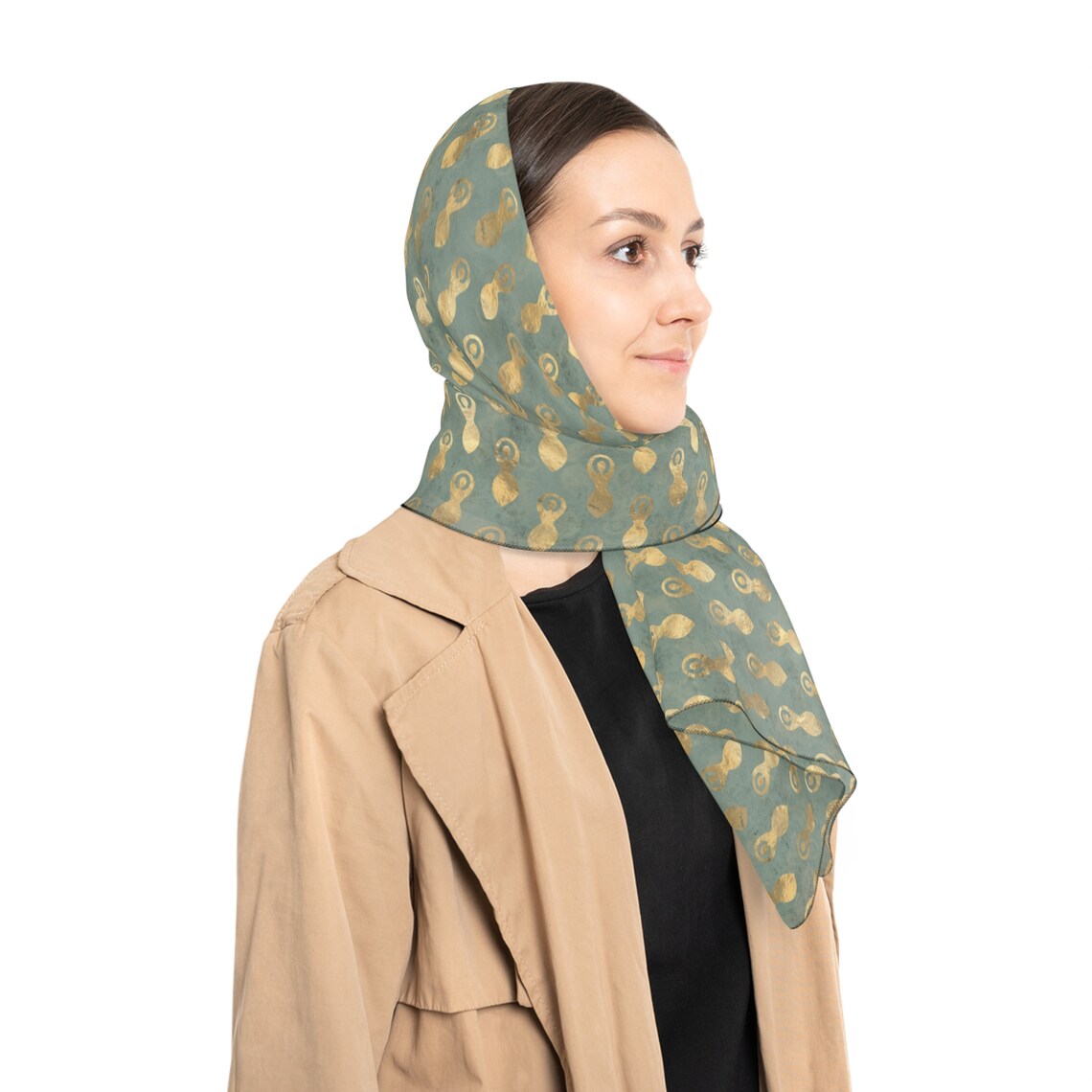 Light Green and Gold Goddess Veil | Head Scarf - Witchy Scarf Perfect ...