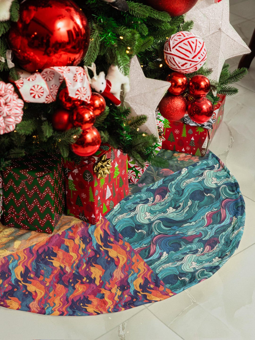 Yule Tree Skirt - Four Elements | Earth Air Fire Water | Christmas Tree ...