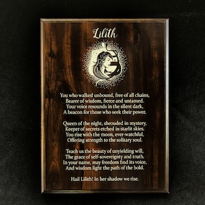 LILITH Prayer Plaque | Wood Altar Art | Serpent Moon Goddess Wall ...