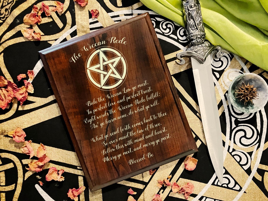 Wiccan Rede Wall Plaque - Pentagram Design - Wooden Wall Hanging Wiccan ...