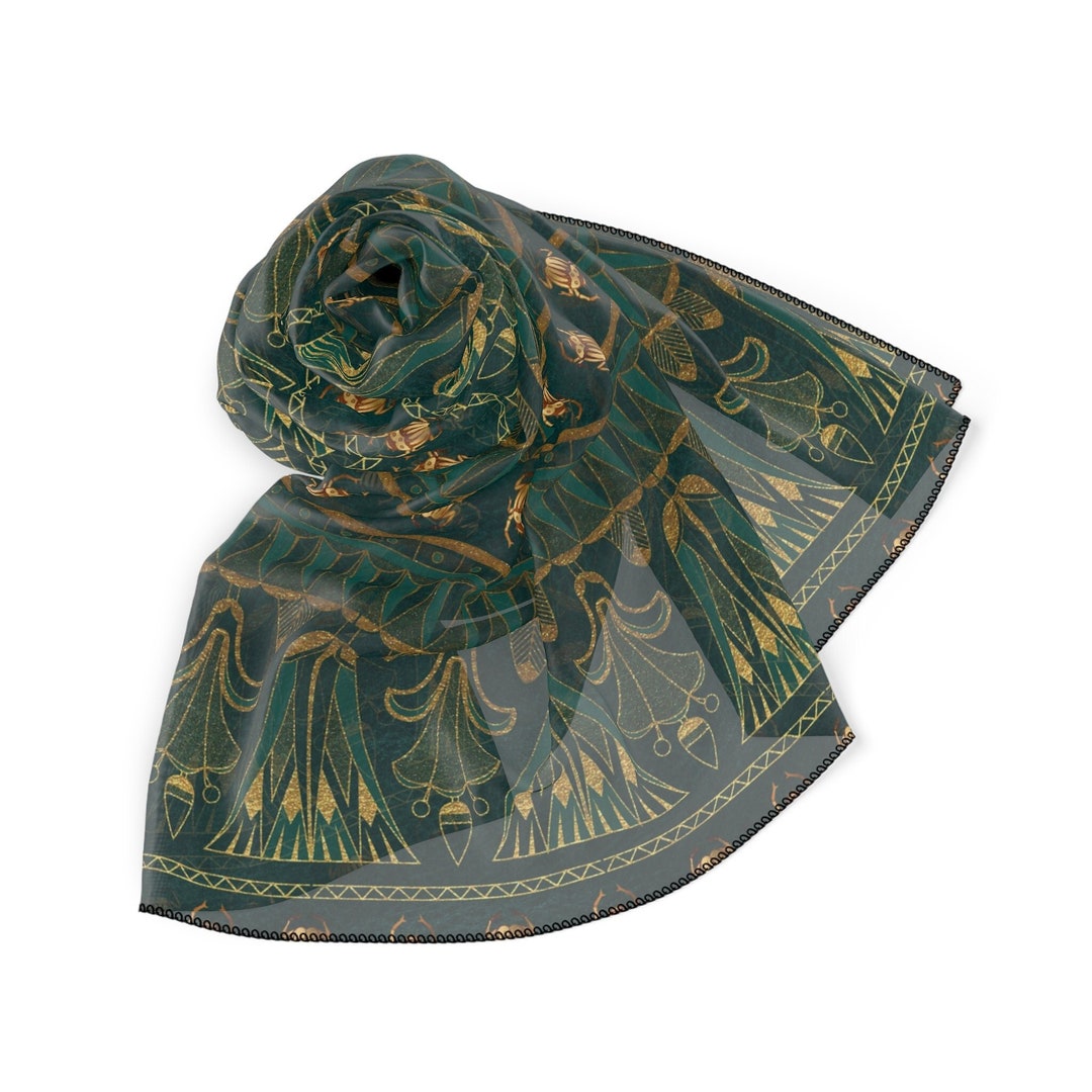 Green Scarab Beetle & Flowers Veil | Head Scarf - Witchy Scarf Perfect ...