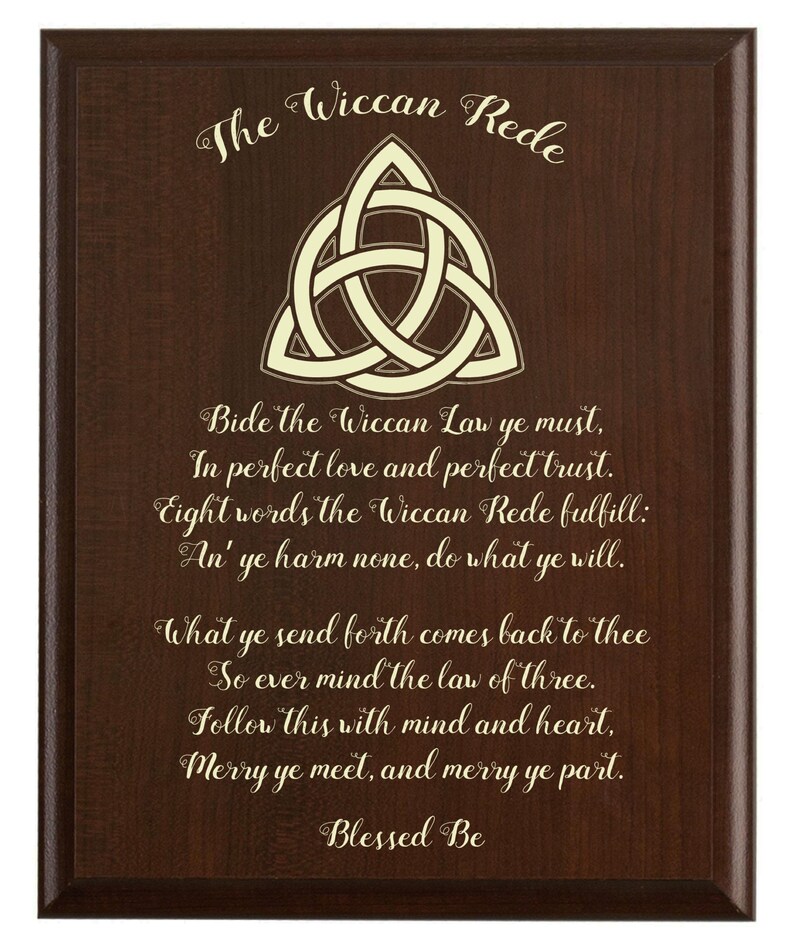 Wiccan Rede Wall Plaque - Triquetra Design - Wooden Wall Hanging Wiccan ...