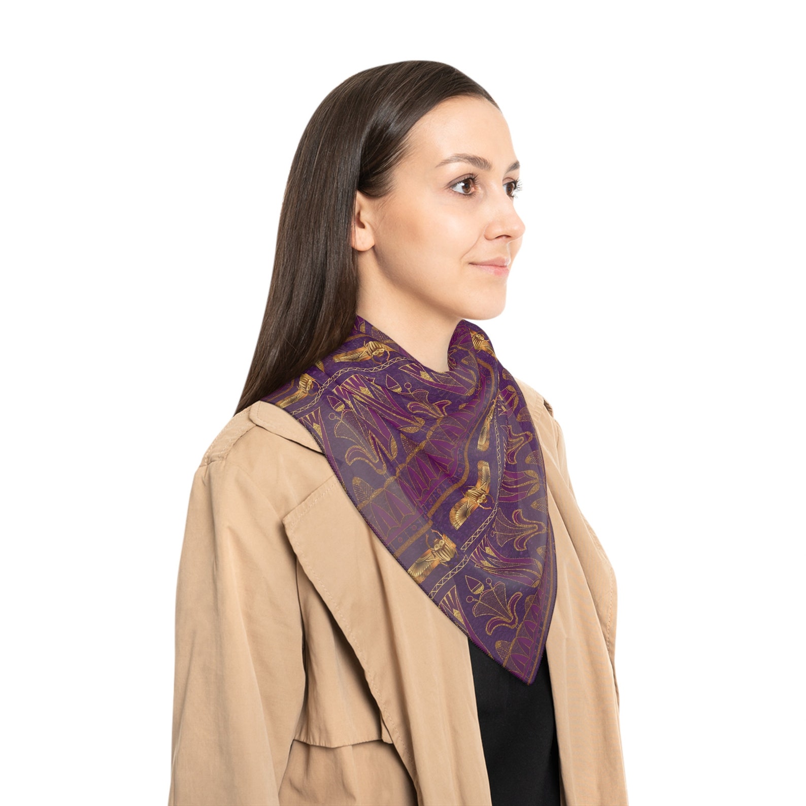 Bold Scarab and Floral Pattern Veil / Head Scarf - Witchy Scarf Perfect ...