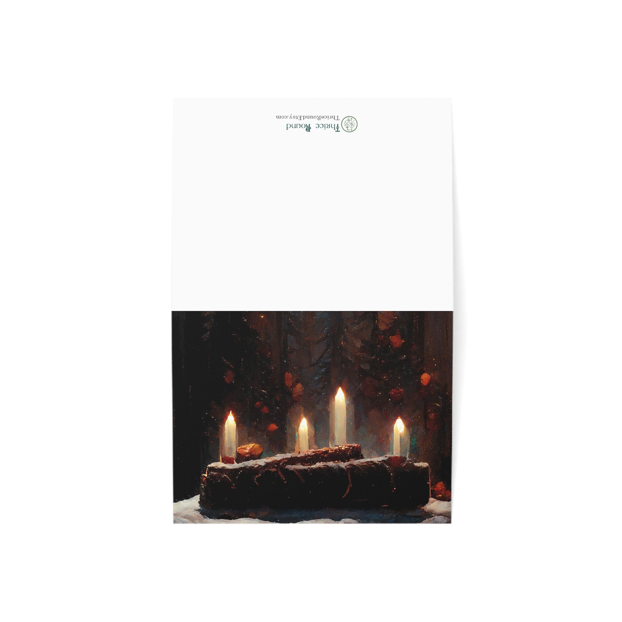Yule Cards - Yule Log With Candles - Pagan Christmas Card, Wiccan Card ...