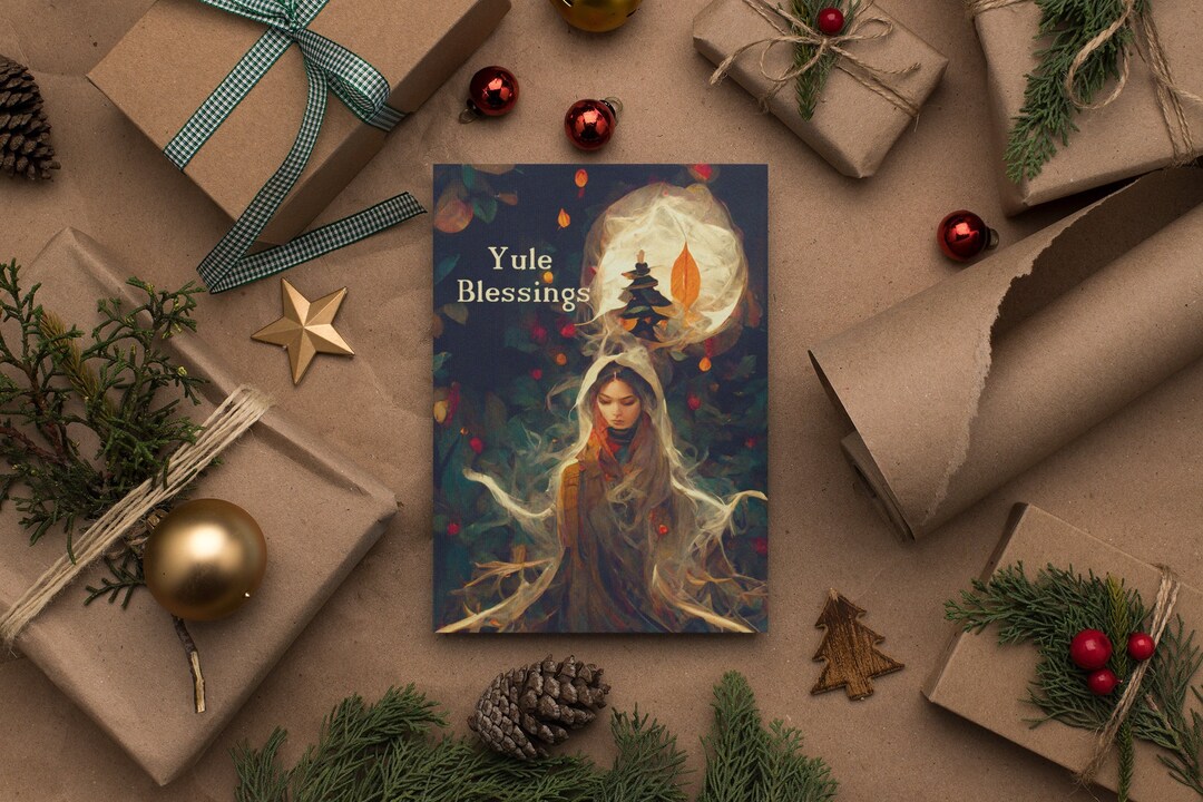 Yule Cards - Yule Blessings - Praying Witch - Pagan Christmas Card, Wiccan Card, Witchy Card ...