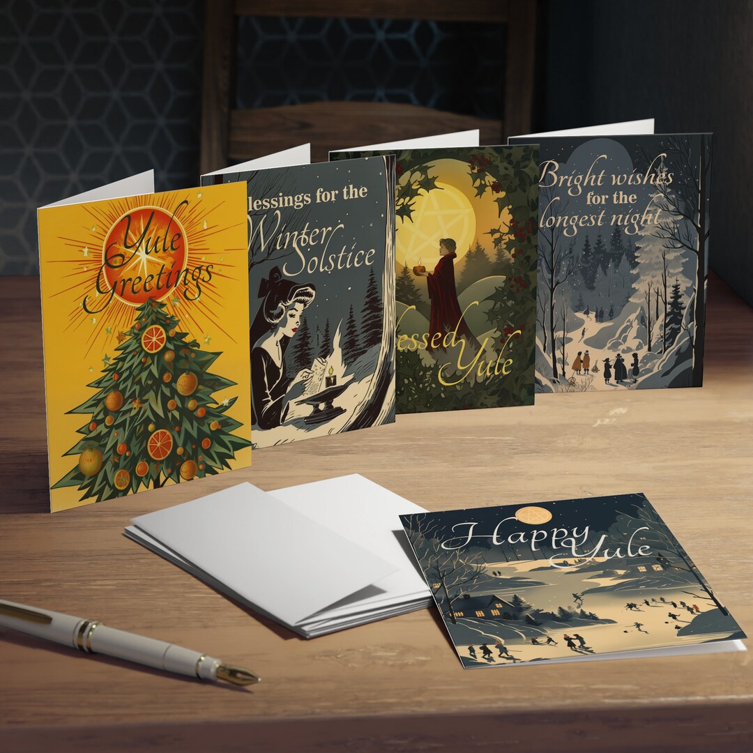 Yule Greeting Cards 5 PACK 3rd Edition Vintage Style Winter Solstice ...