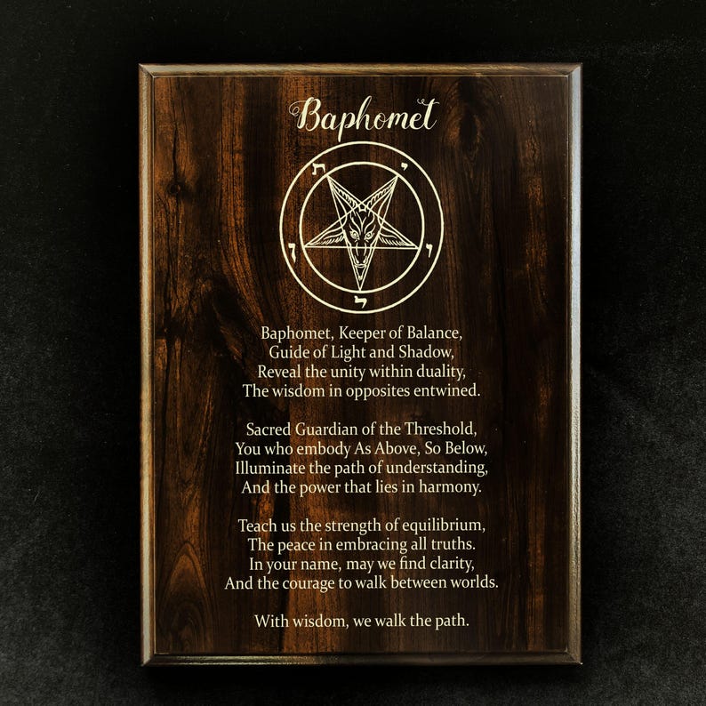 BAPHOMET Prayer Plaque | Wood Altar Decor | Pagan Wall Hanging ...