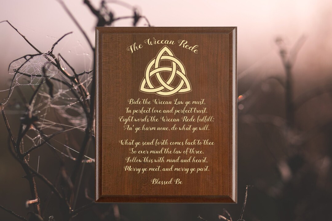 Wiccan Rede Wall Plaque Triquetra Design Wooden Wall Hanging Wiccan ...
