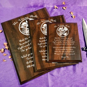Wiccan Rede Wall Plaque - Elemental Pentagram Design - Wooden Wall ...