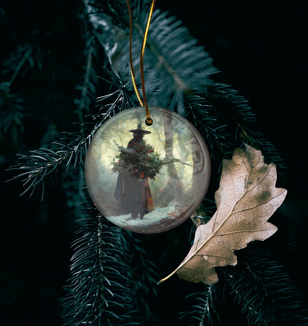 Ceramic Pagan Yule Ornament - Masculine Witch in the Winter Woods of ...