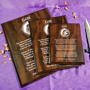 LILITH Prayer Plaque | Wood Altar Art | Serpent Moon Goddess Wall ...