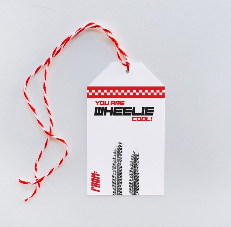 Custom Race Car Valentines Tag Printable Wheelie Cool Valentine Tag Boy ...