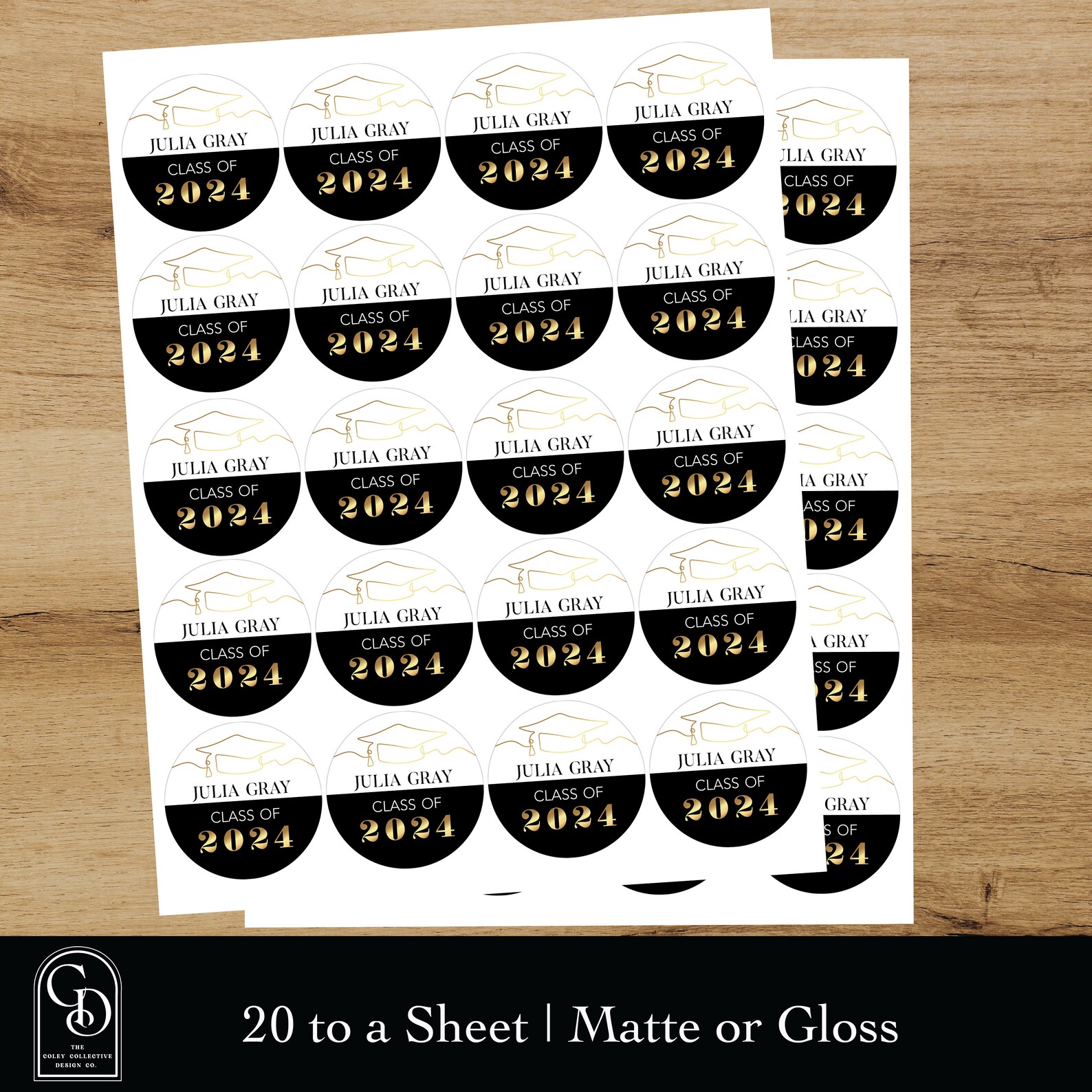 Black and Gold Personalized Graduation Label Customized Graduation ...
