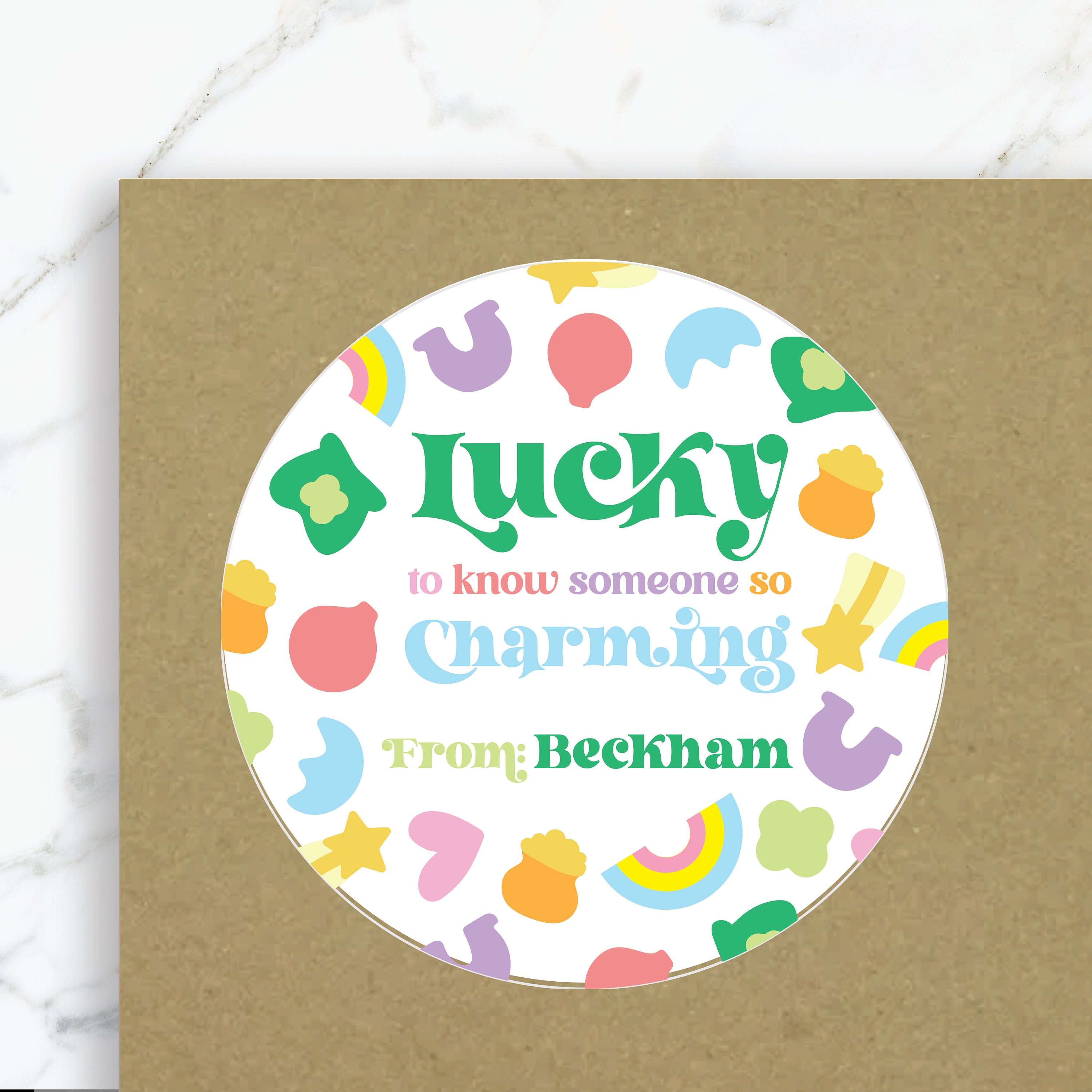 Custom Lucky Charms Favors Tag St Patty Day Birthday Sticker St ...