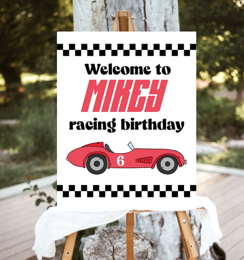 Race Car Birthday Party Welcome Sign Printed Large Racing Birthday ...