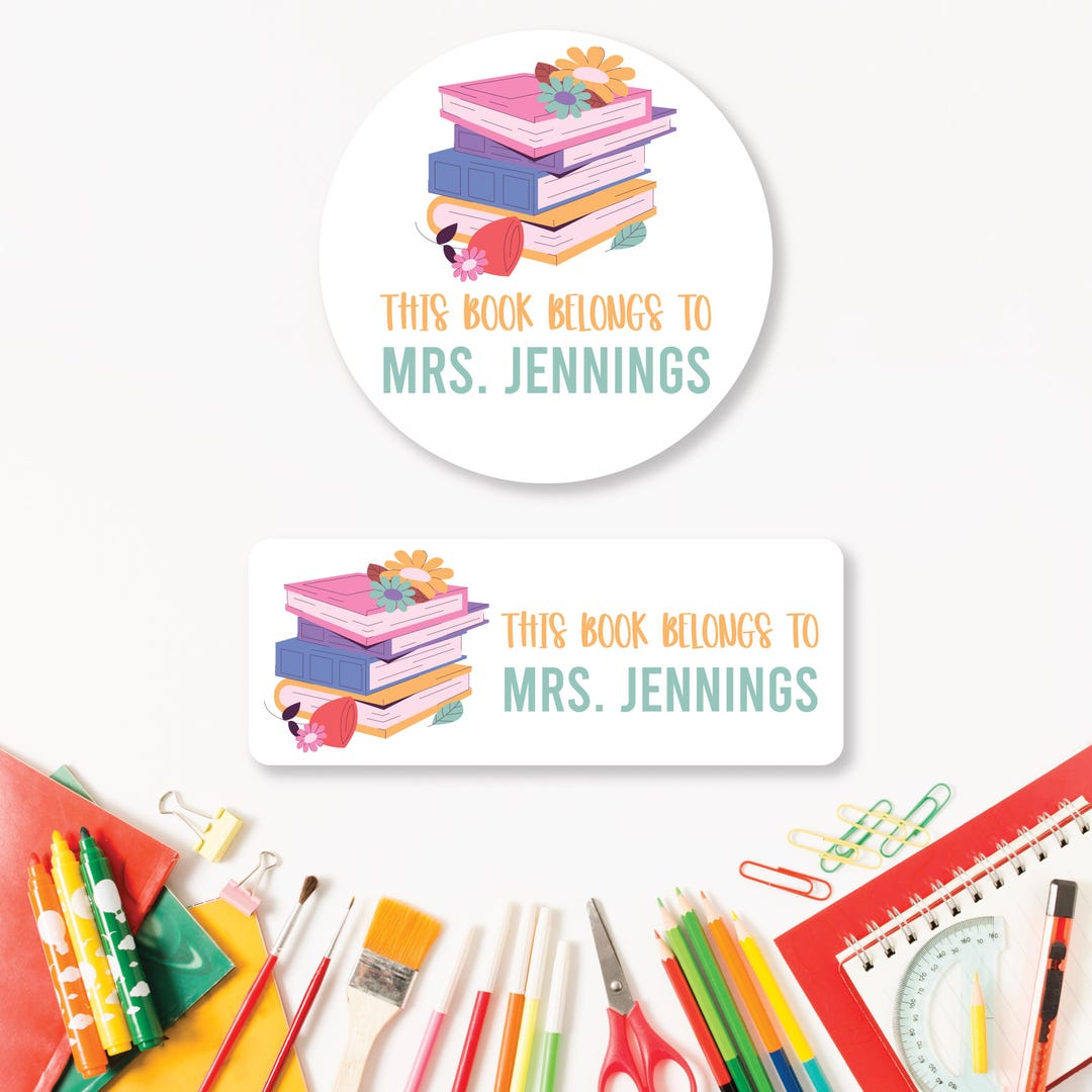 Custom Teacher Book Label This Book Belongs to Sticker Students Book ...