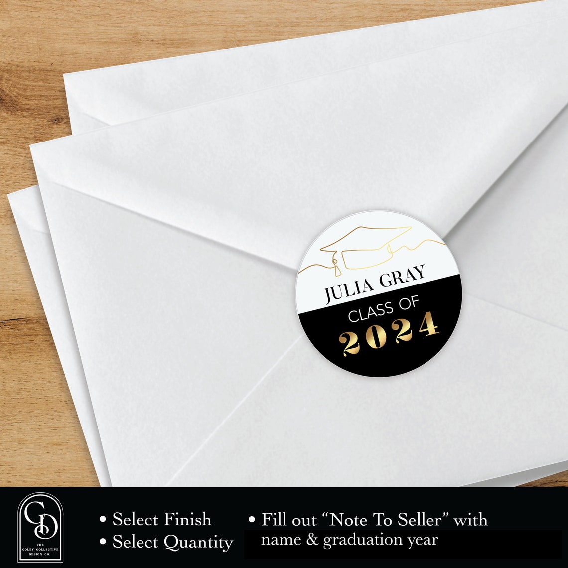 Black and Gold Personalized Graduation Label Customized Graduation ...