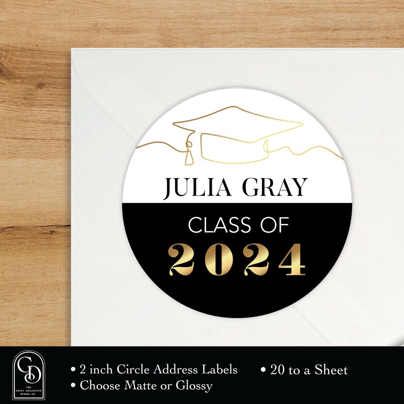 Black and Gold Personalized Graduation Label Customized Graduation ...