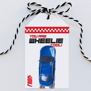 Custom Race Car Valentines Tag Printable Wheelie Cool Valentine Tag Boy ...