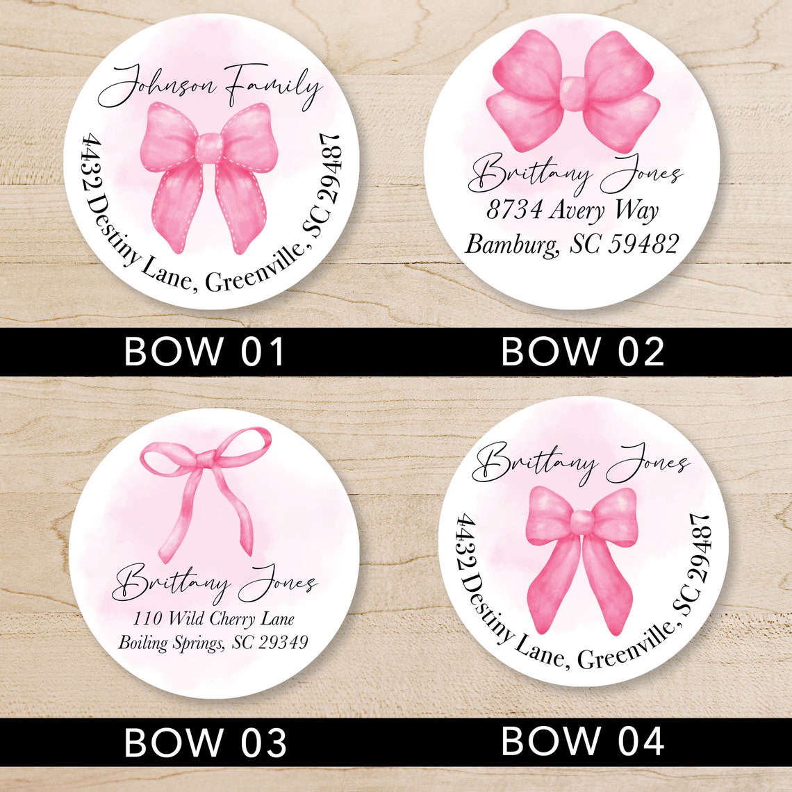 Coquette Pink Bow Return Address Label Girl Baby Shower Customized ...