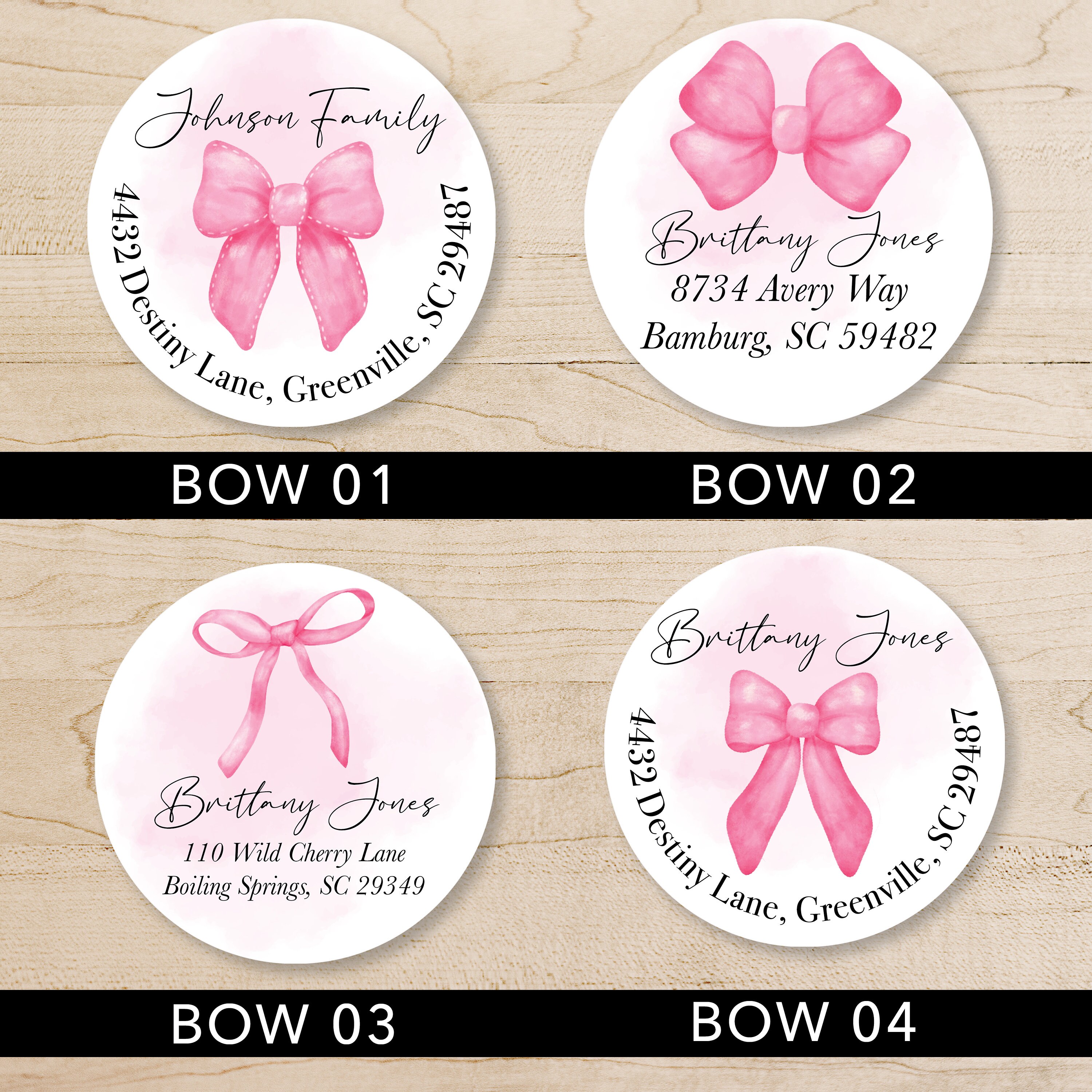 Coquette Pink Bow Return Address Label Girl Baby Shower Customized ...